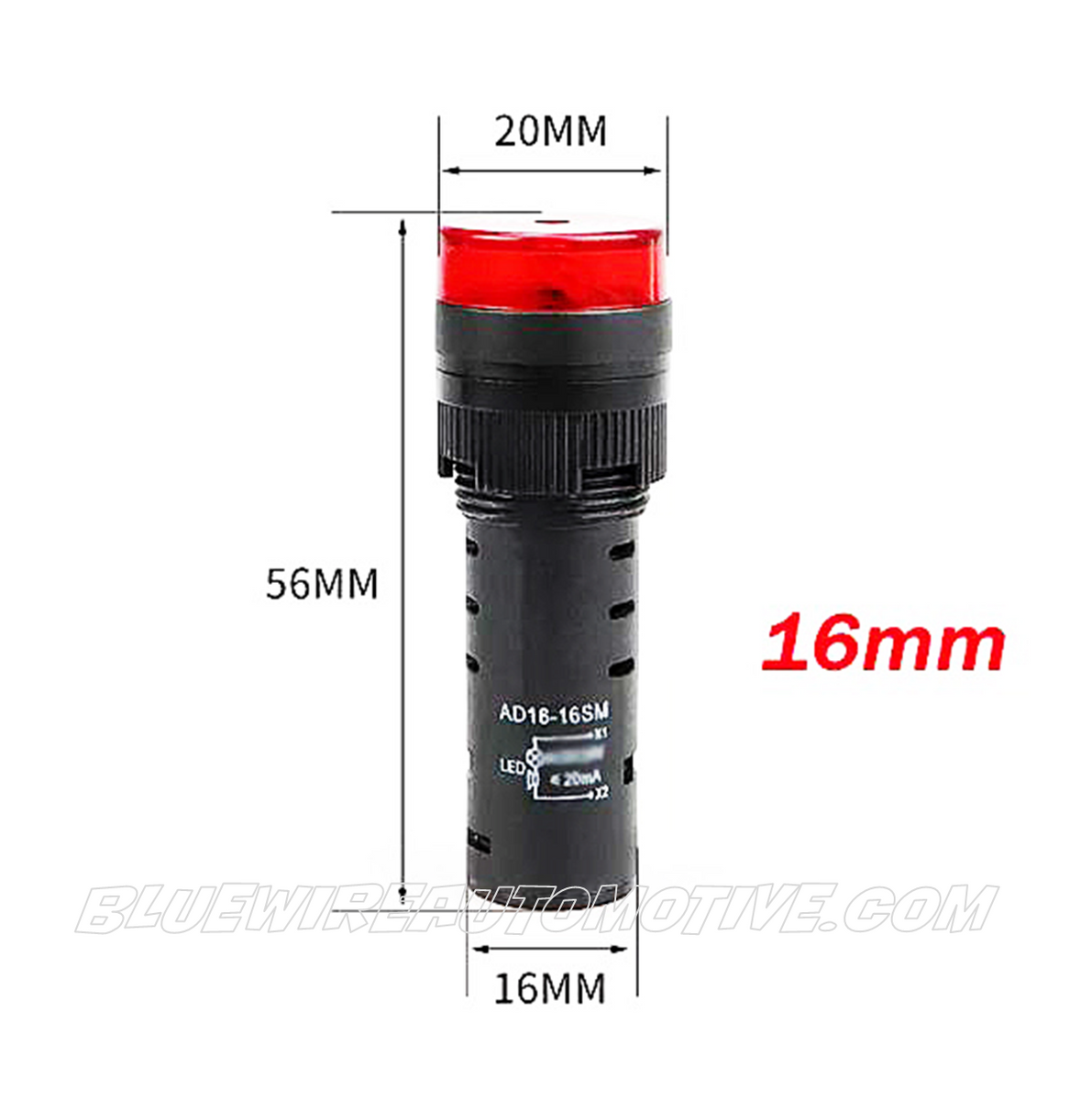 RED PILOT LIGHT+WARNING BUZZER ALARM-RED-16mm| Bluewire Automotive