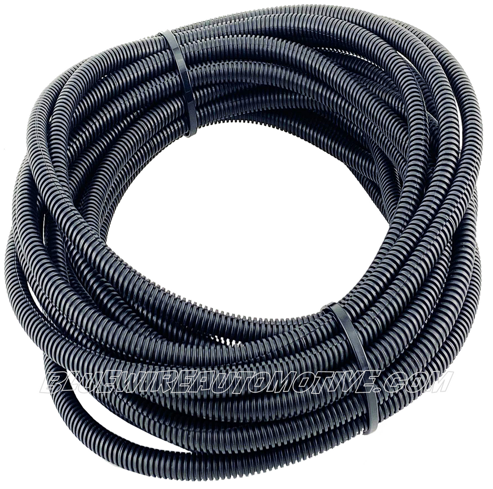 BLACK PLASTIC CORRUGATED CONDUIT SPLIT TUBE - 10mm -10 METER ROLL ...