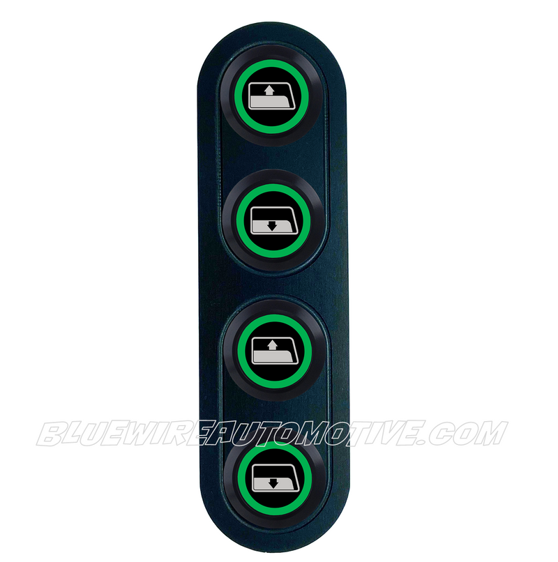 DELUXE BLACK SERISE BILLET VERTICAL 2 DOOR POWER WINDOW SWITCH-GREEN-W ...