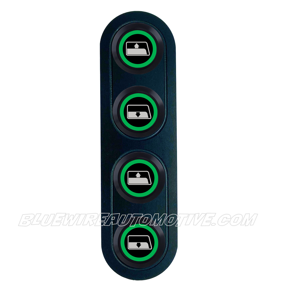 DELUXE BLACK SERISE BILLET VERTICAL 2 DOOR POWER WINDOW SWITCH-GREEN-W ...