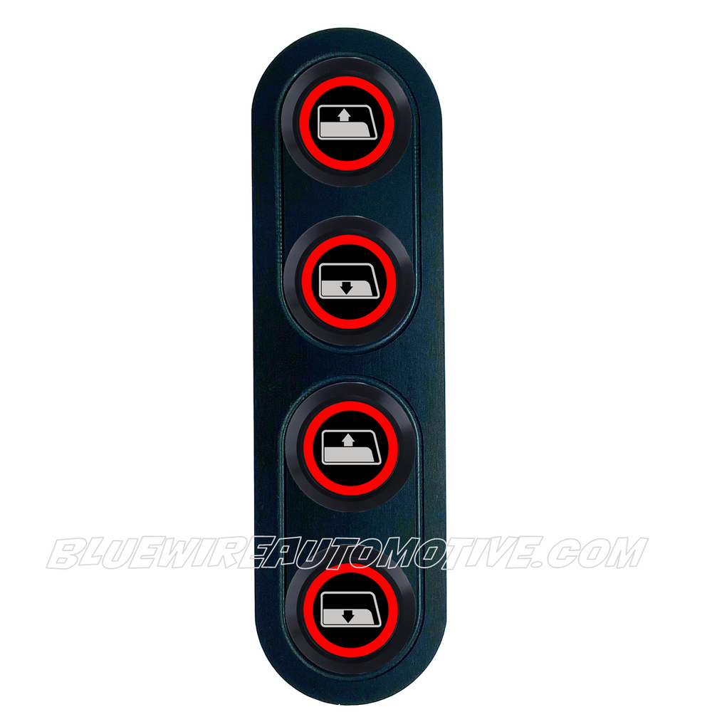 DELUXE BLACK SERISE BILLET VERTICAL 2 DOOR POWER WINDOW SWITCH-RED-WIN ...